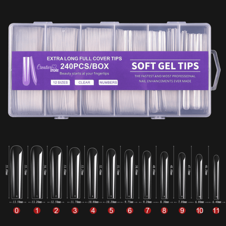 Tips Soft Gel Extra Long Full 240und Curva C – CREATIVA STORE